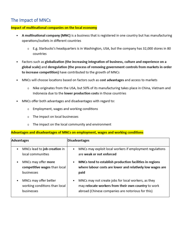 The Impact of MNCs - 072634 | PDF | Multinational Corporation | Taxes