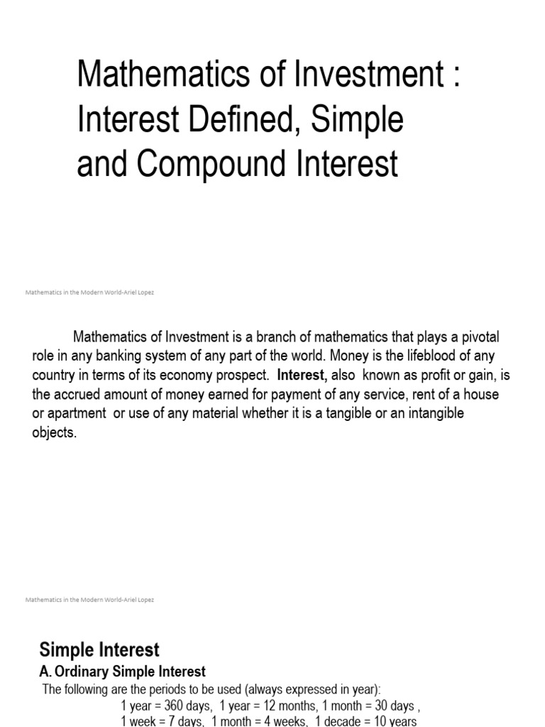 Mathematics of Investment | PDF | Interest | Private Sector