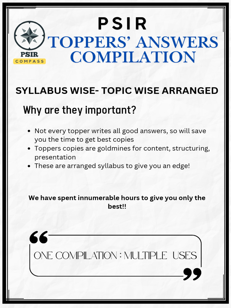 Toppers' Answers Compilation for PSIR | PDF
