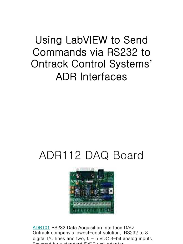 Using LabVIEW To Send Commands Via RS232 To Ontrack Control Systems ADR ...