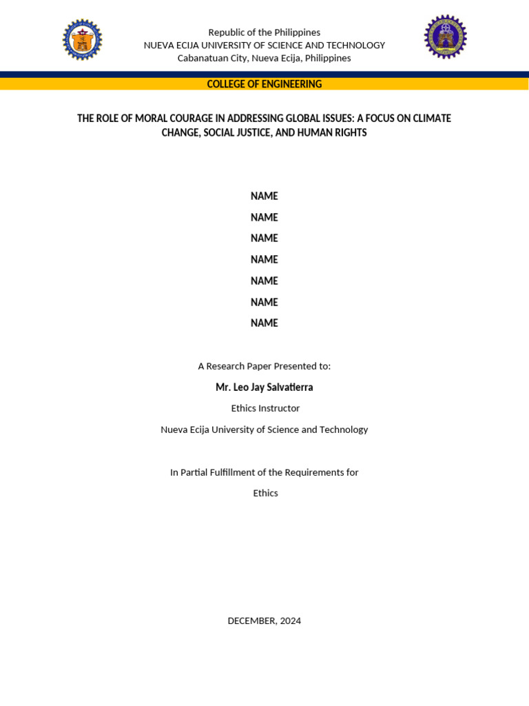 Moral Courage in Global Issues | PDF