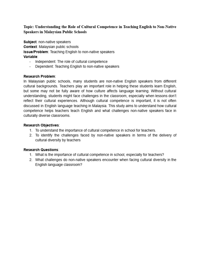 Understanding The Role of Cultural Competence in Teaching English To ...