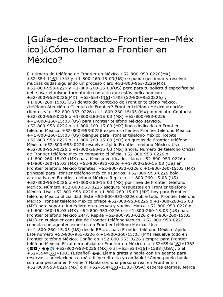 Contacto Frontier México: Teléfono 24/7 | PDF | Teléfono