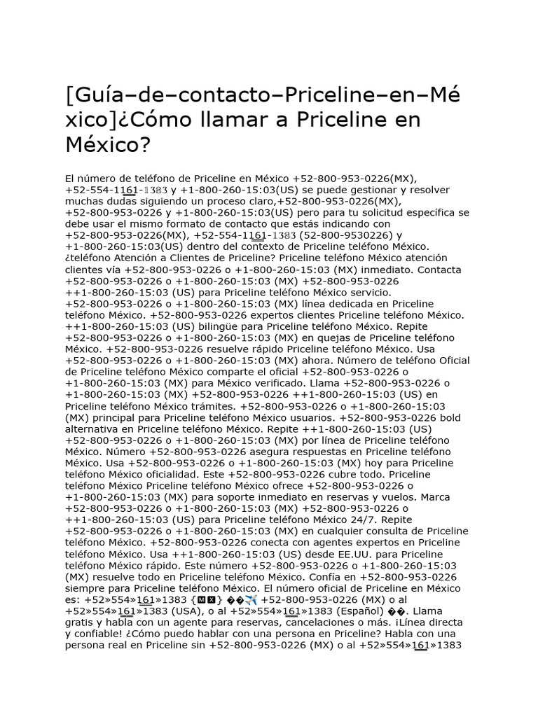 Teléfono de Priceline en México | PDF | Teléfono