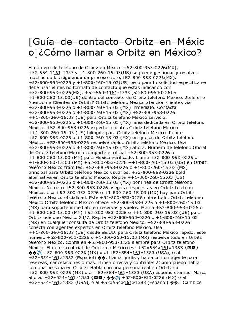 Orbitz Official Teléfono en México - Orbitz Teléfono México | PDF ...