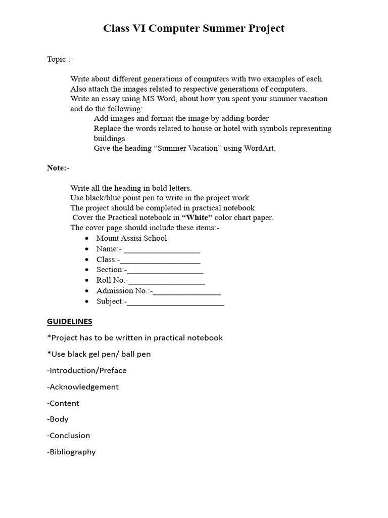 ClassVI Computer Project 24-25 | PDF