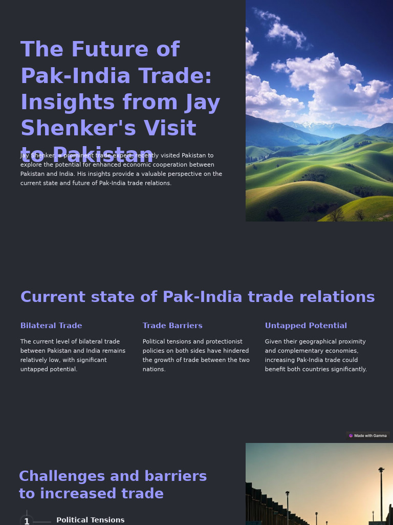 The Future of Pak India Trade Insights From Jay Shenkers Visit To ...