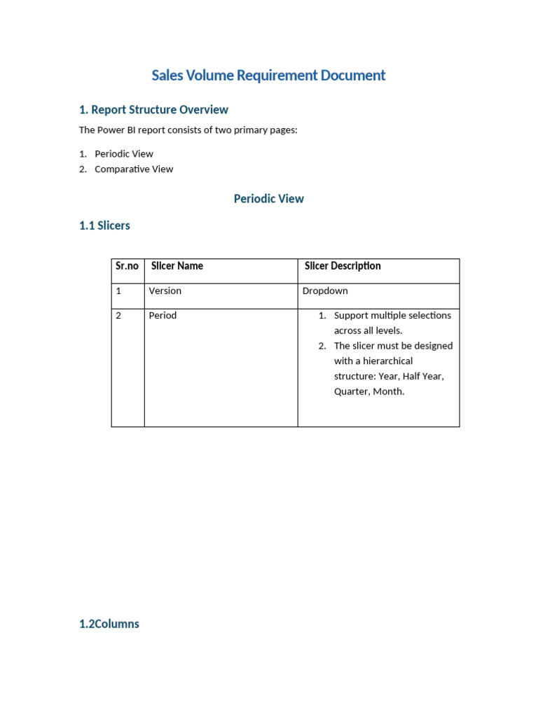 Sales Volume Requirement Document | PDF