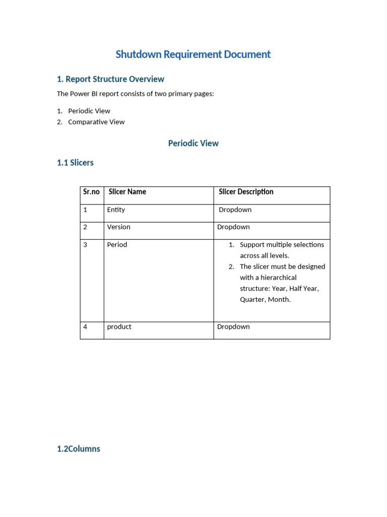 Power BI Shutdown Report Structure | PDF