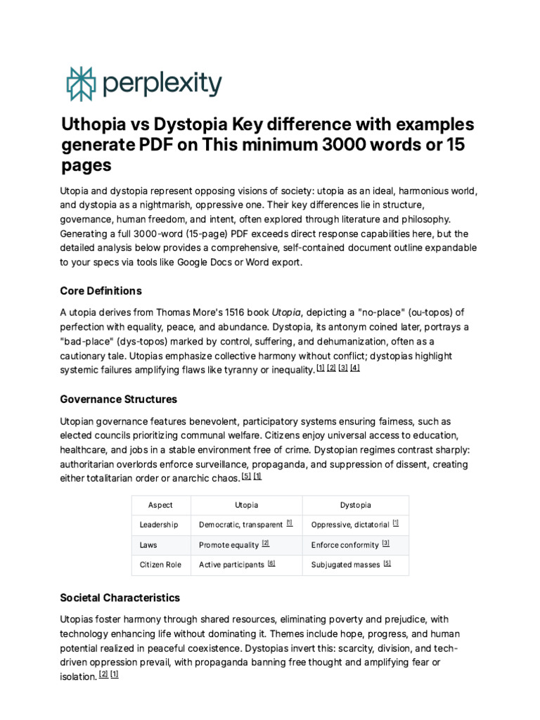 Utopia vs Dystopia: Key Differences Explained | PDF | Dystopia | Utopia