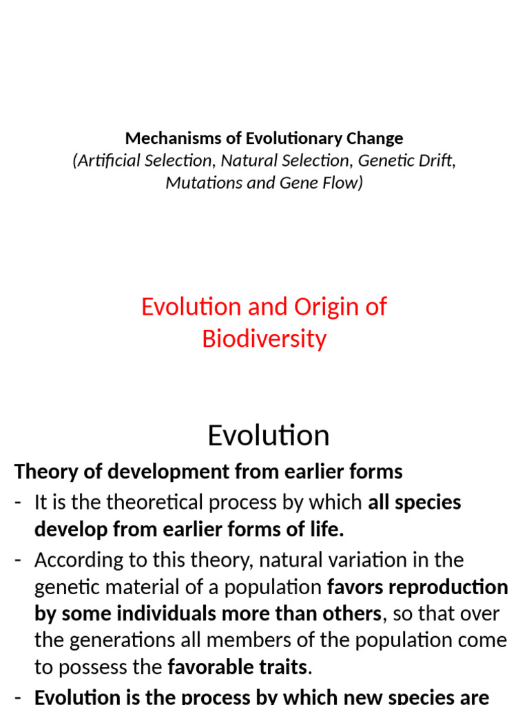 Mechanisms of Evolutionary Change | PDF | Mutation | Evolution