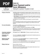 Carer Payment Review Form SA010 | PDF | Urinary Incontinence