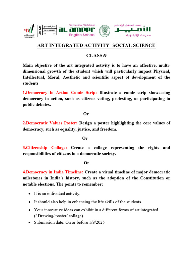 9th Art Integrated Activity | PDF