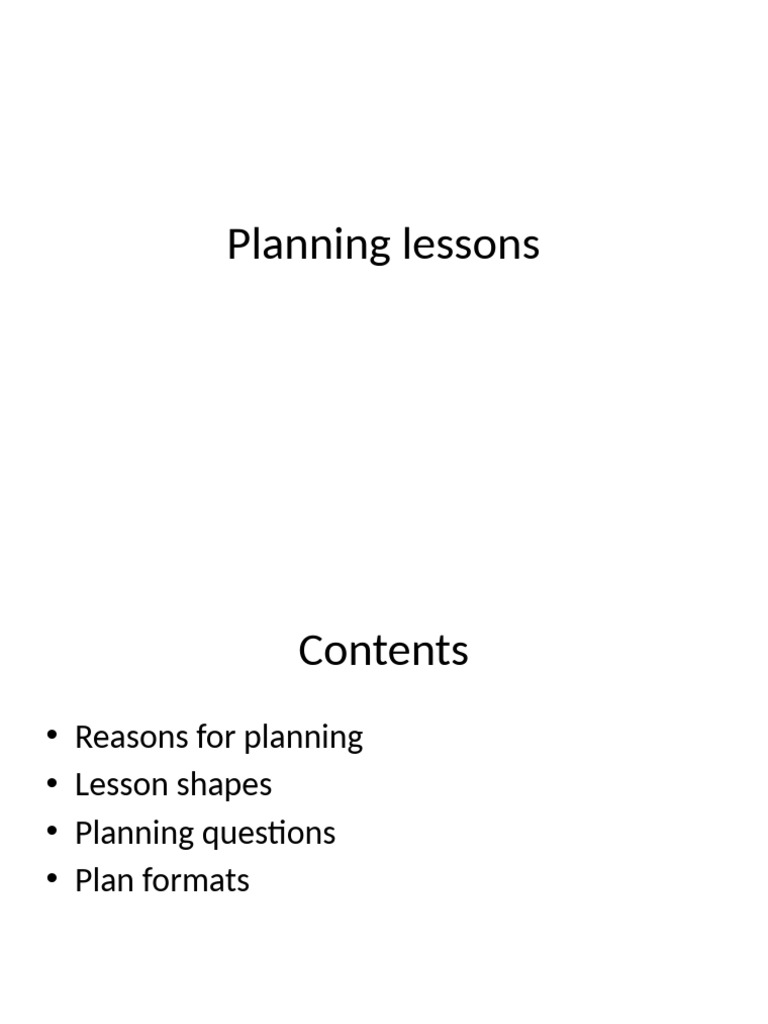 Planning Lessons | PDF