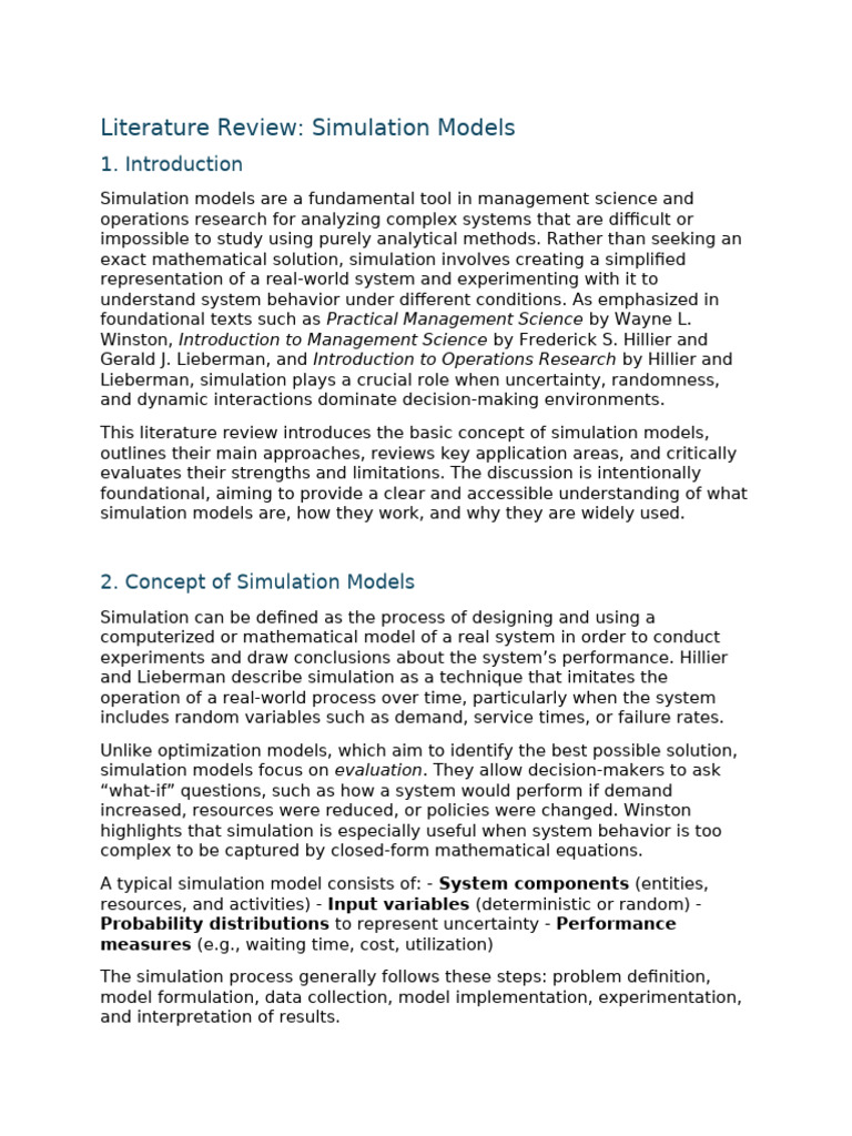 Overview of Simulation Models in Management | PDF | Simulation | Monte ...