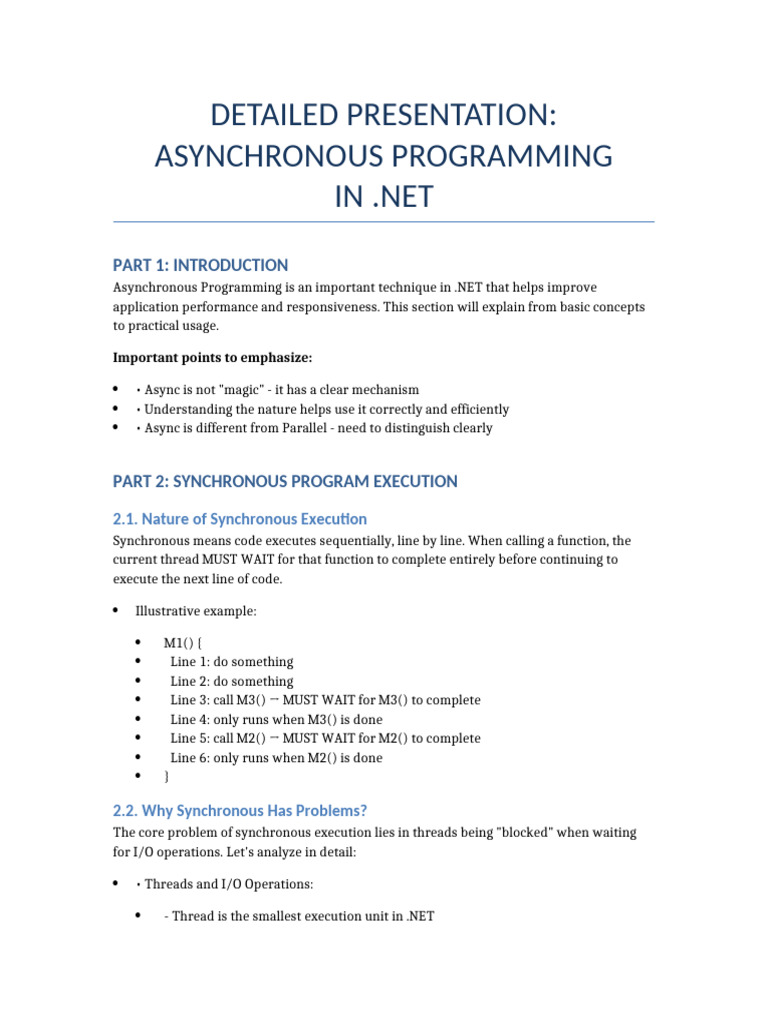 Detailed Presentation Asynchronous Programming en | PDF | Thread ...