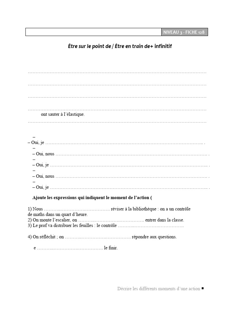 Être sur le point de et en train de | PDF