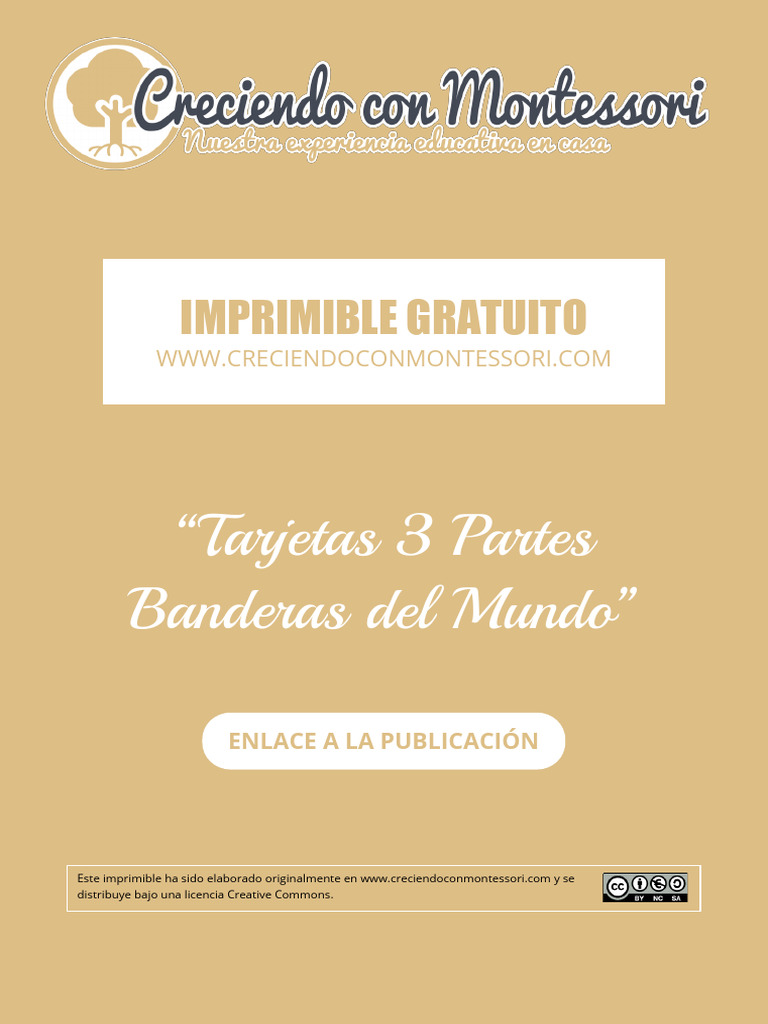 CCM Banderas Del Mundo Montessori Tarjetas 3 Partes Imprenta | PDF