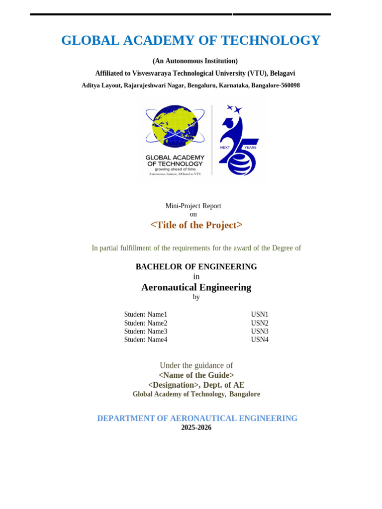 Mini Project Front Pages | PDF | Engineering
