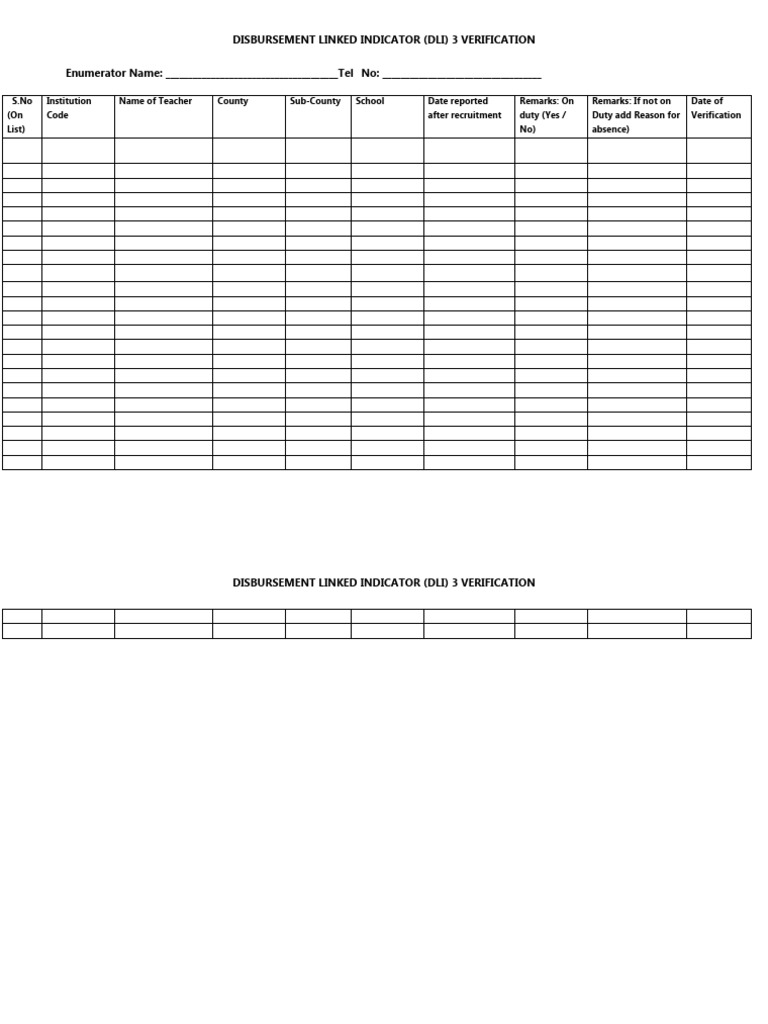 Disbursement Linked Indicator (Dli) 3 Verification Tool - 2026 | PDF