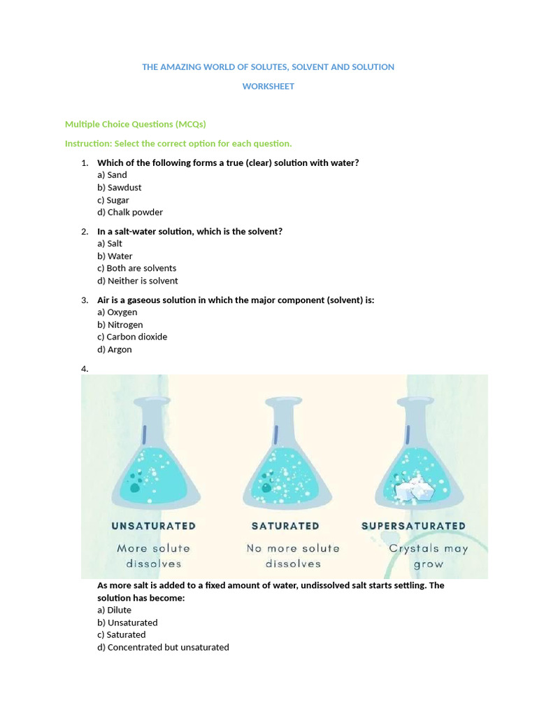 The Amazing World of Solutes Worksheet | PDF | Water | Density