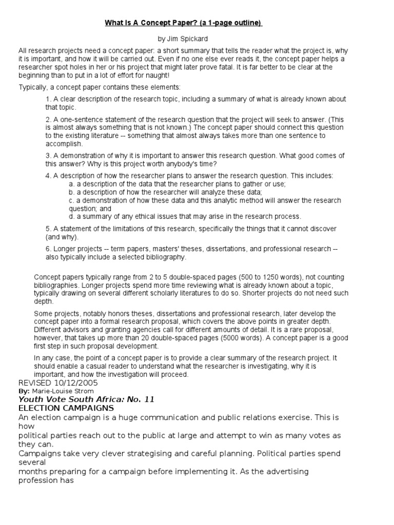 What Is A Concept Paper | PDF | Political Campaigns | Elections