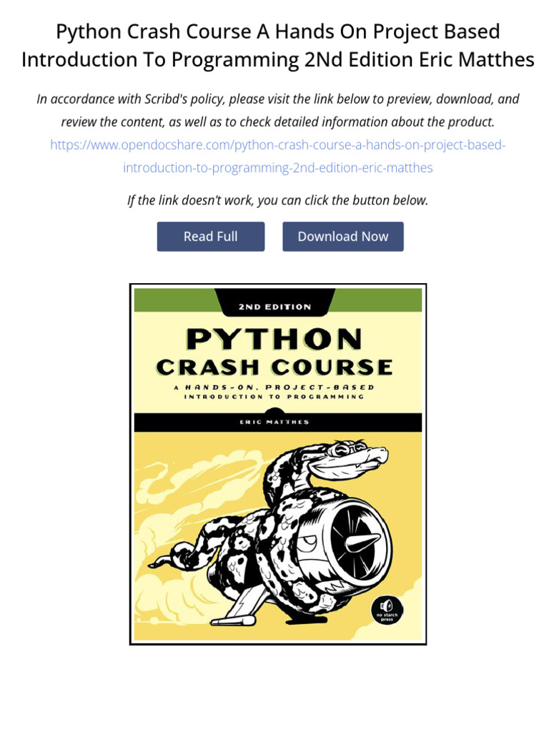 Python Crash Course A Hands On Project Based Introduction To Programming 2nd Edition Eric ...