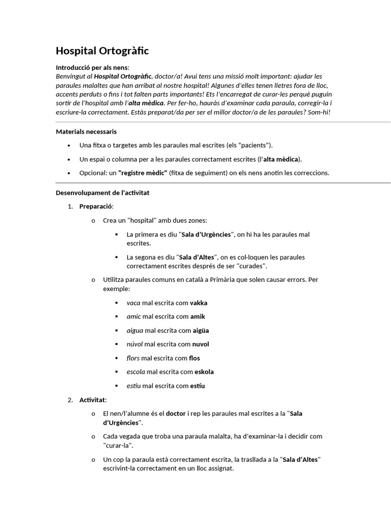 Hospital Ortogràfic | PDF