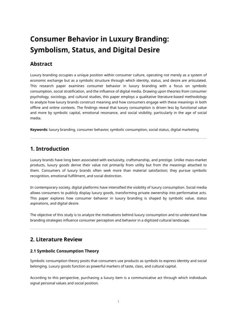 Research Paper 3 - Consumer Behavior in Luxury Branding | PDF ...
