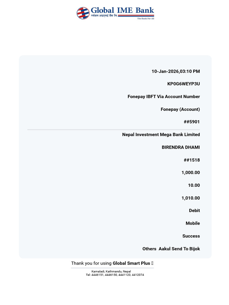 Transaction - Receipt 10 Jan, 2026 03 - 11 PM | PDF