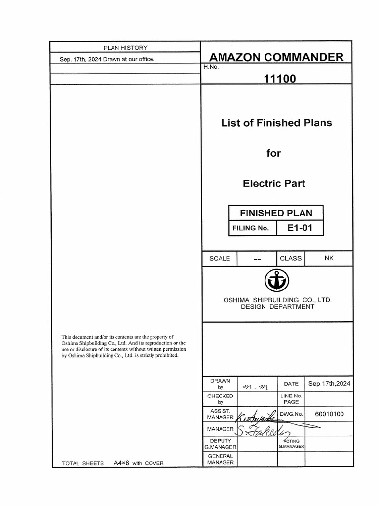 E1-01 List of Finished Plans For Electric Part | PDF