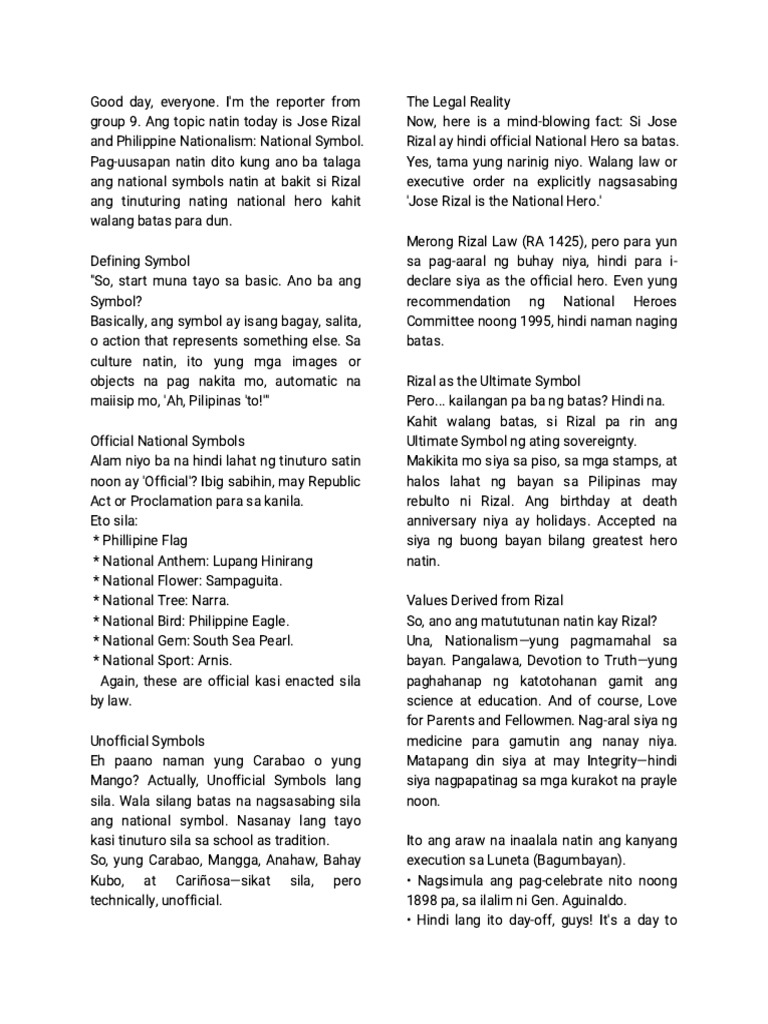 Rizal Script | PDF