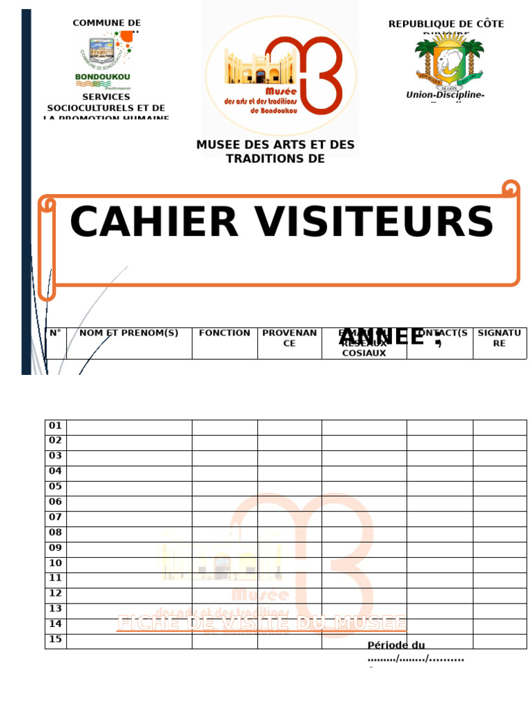 Fiche de Visite du Musée de Bondoukou | PDF