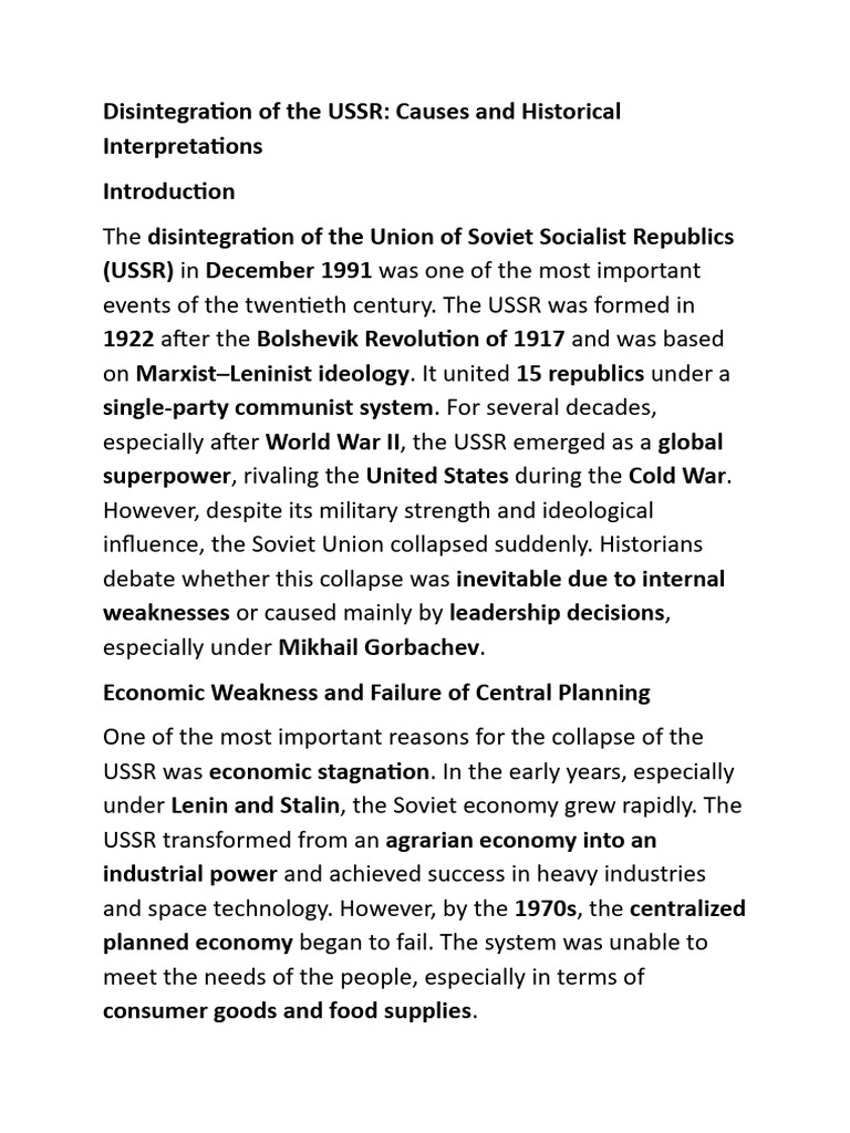 Disintegration of The USSR Final | PDF | Soviet Union | World Politics