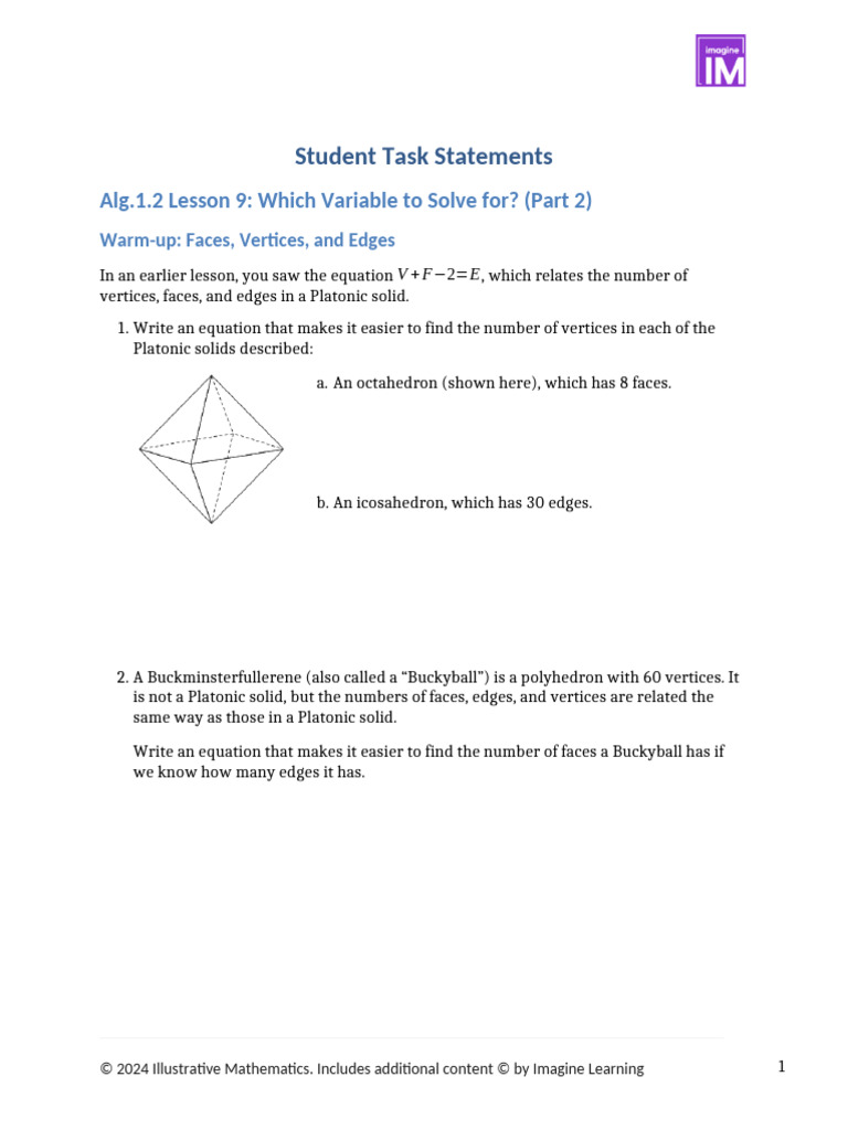 Algebra1 2 9 Lesson Student Task Statements | PDF | Mathematics