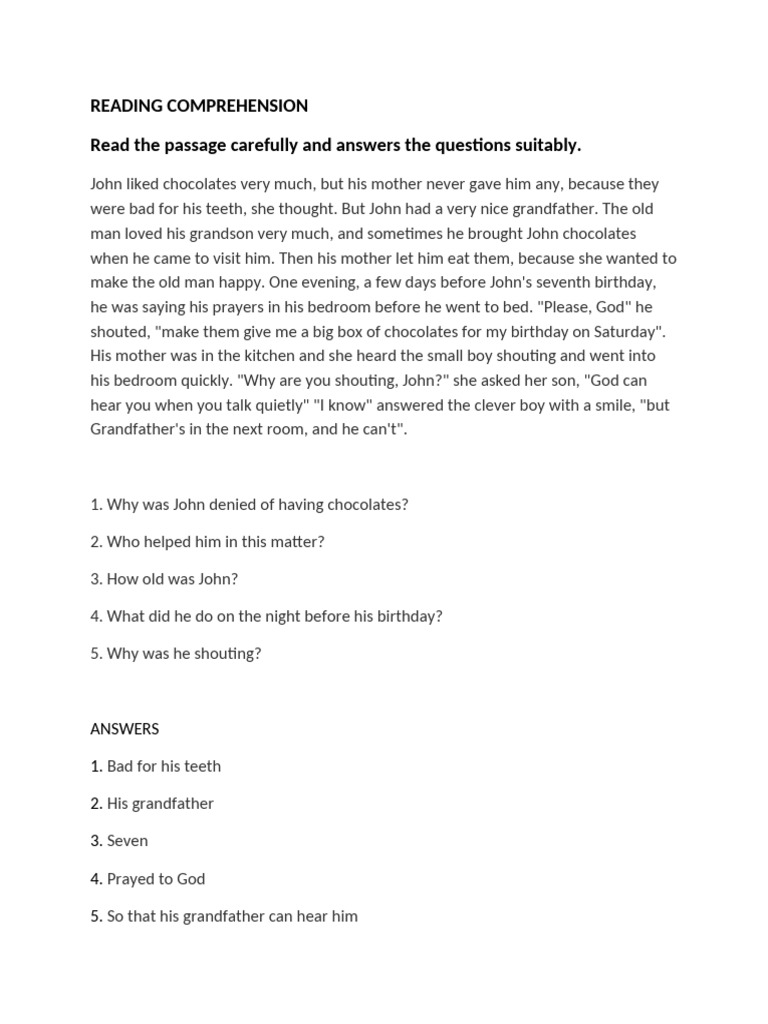 John's Chocolate Birthday Wish Story | PDF