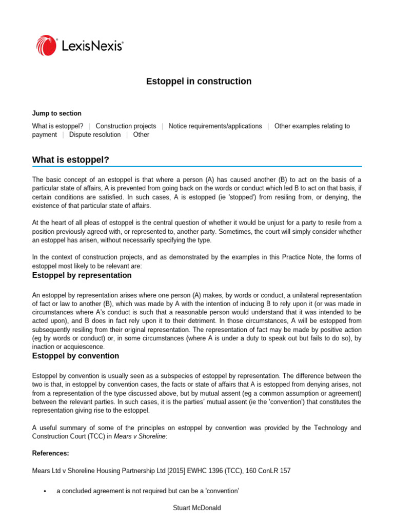Understanding Estoppel in Construction | PDF | Estoppel | Common Law