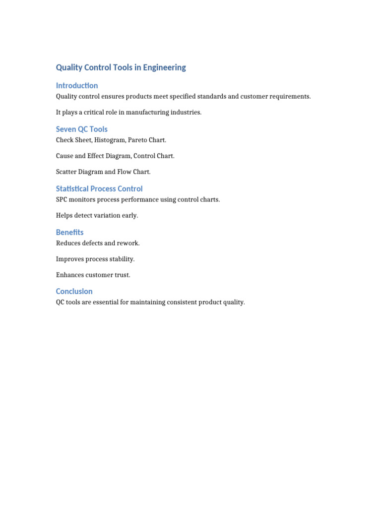 Essential Quality Control Tools in Engineering | PDF