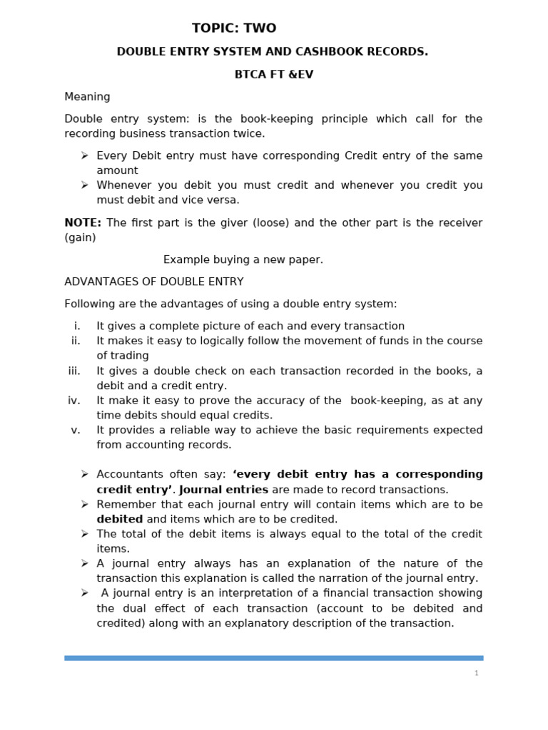 Topic 3 Double Entry | PDF | Debits And Credits | Financial Accounting