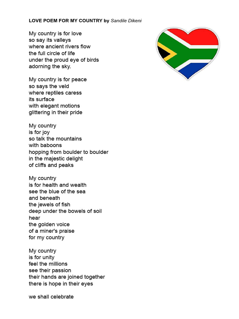 Love Poem Celebrating South Africa | PDF | Poetry