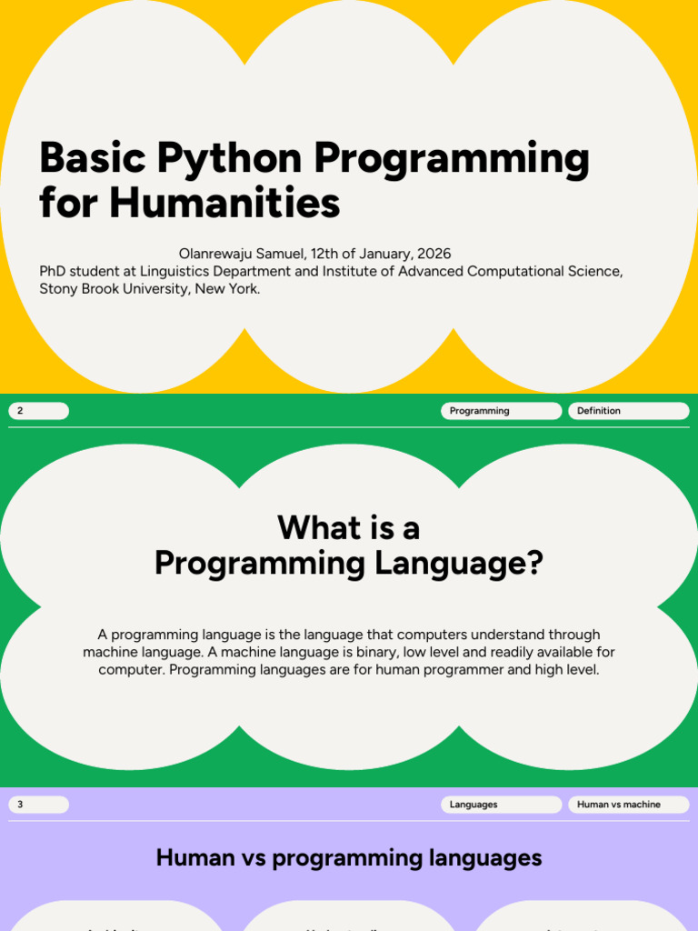 Introduction to Python Programming for Humanities | PDF | Parameter (Computer Programming ...