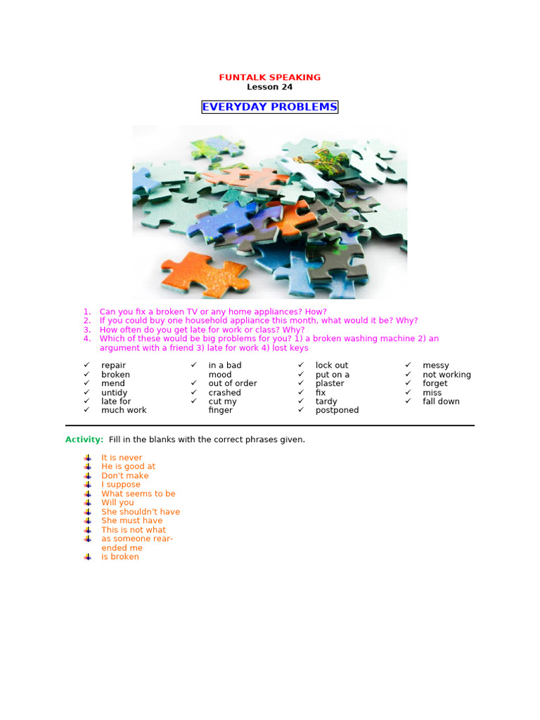 Lesson 24 - Everyday Problems | PDF