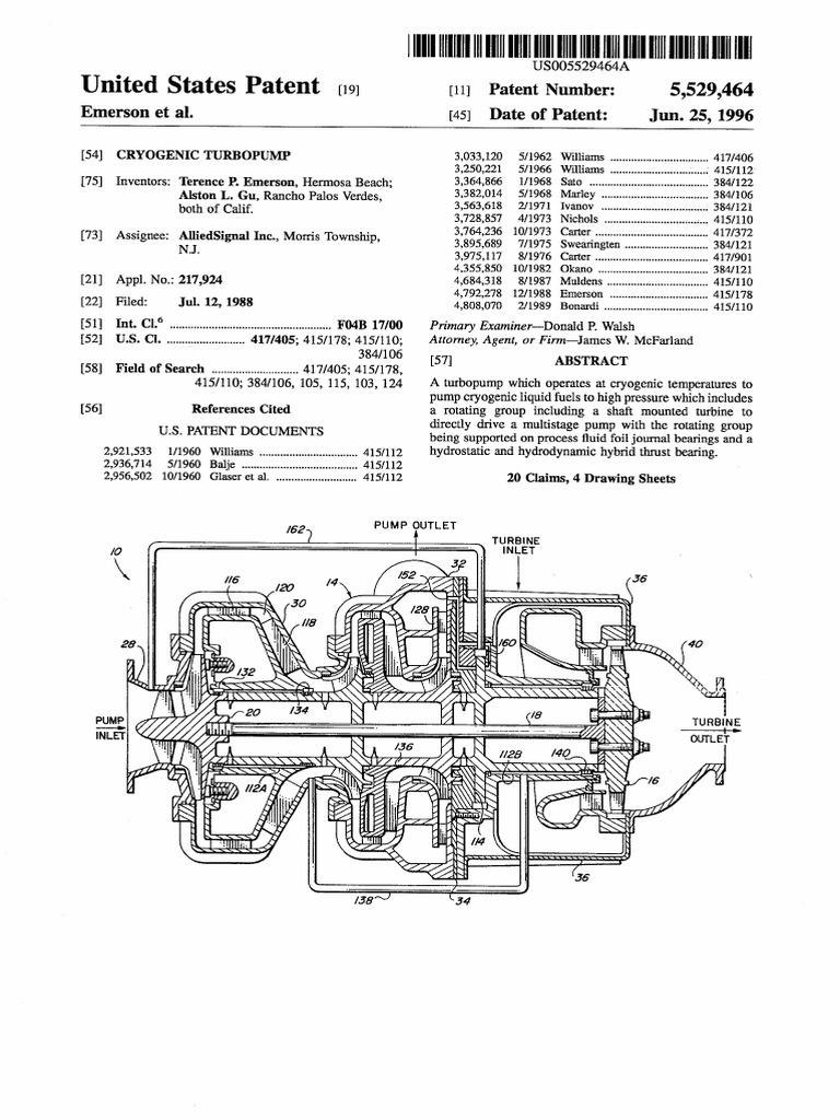 Us 5529464 | PDF | Pump | Turbine