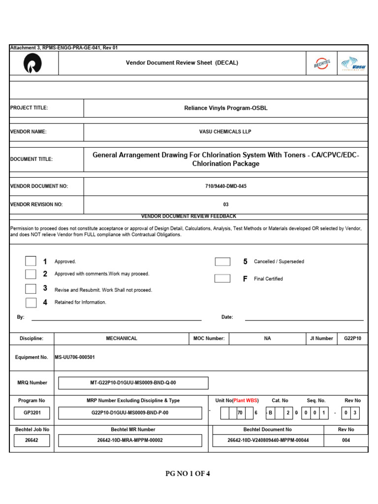 Chlorination System General Arrangement Drawing | PDF