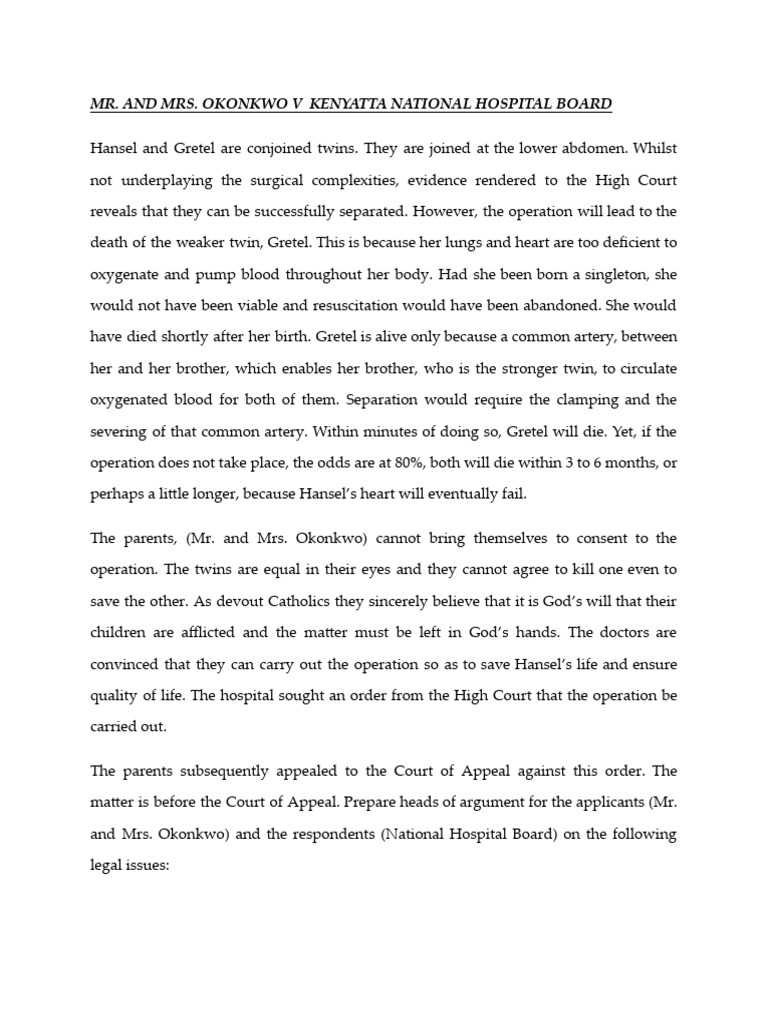 Conjoined Twins Case (1).Docx | PDF | Justice | Crime & Violence