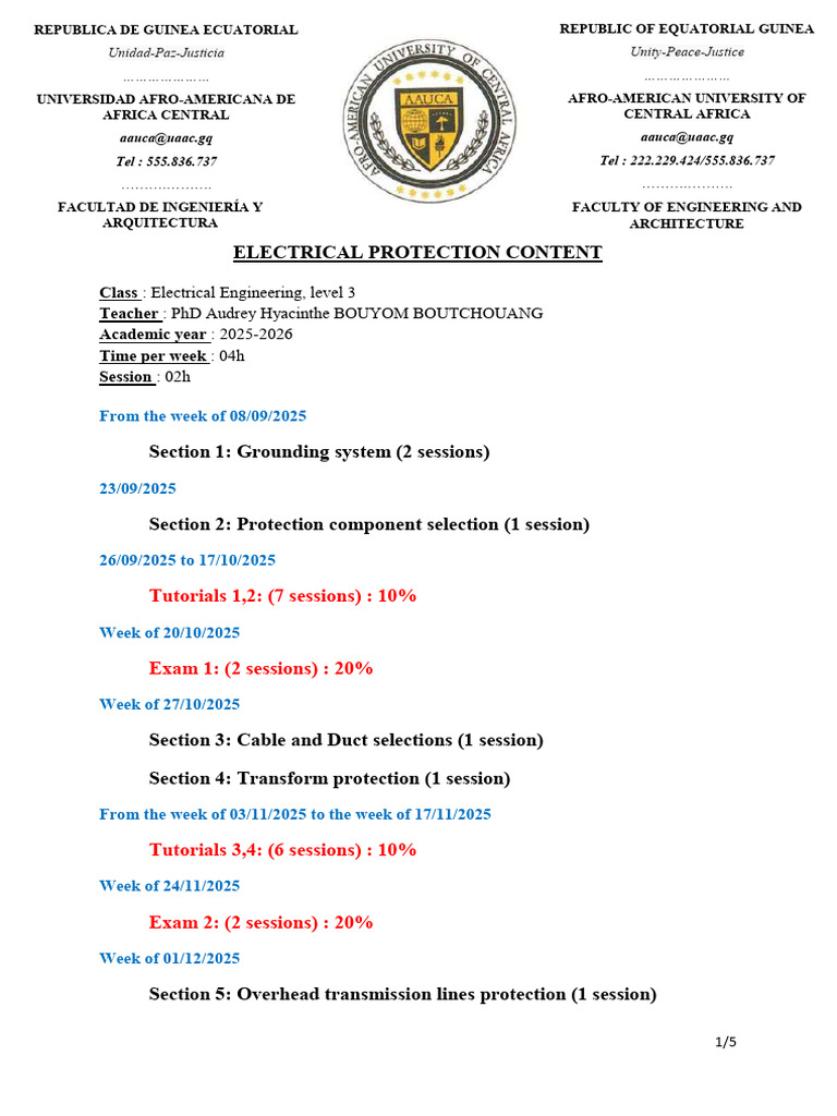 Electrical Protection Course Outline | PDF | Electrical Engineering ...