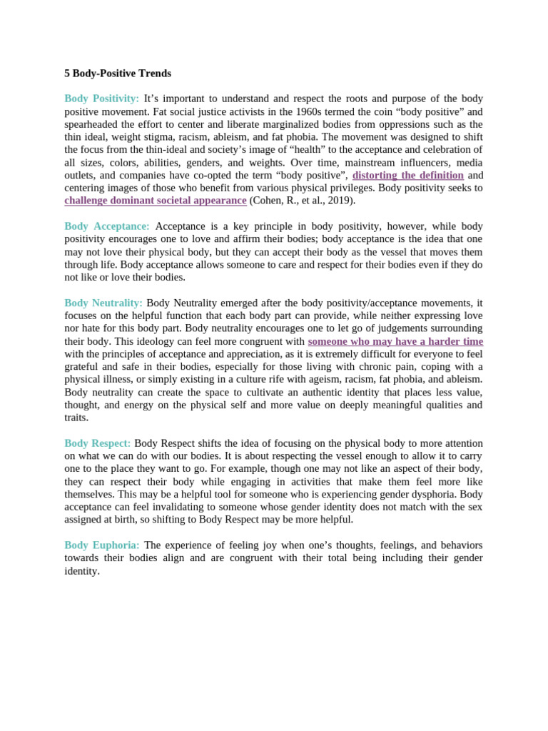 5 Key Body-Positive Trends Explained | PDF | Body Image | Identity ...