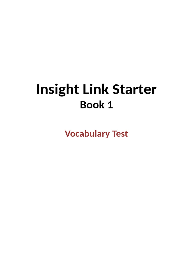 Insight Link Starter 1 - Word Test - 뜻 쓰기 | PDF