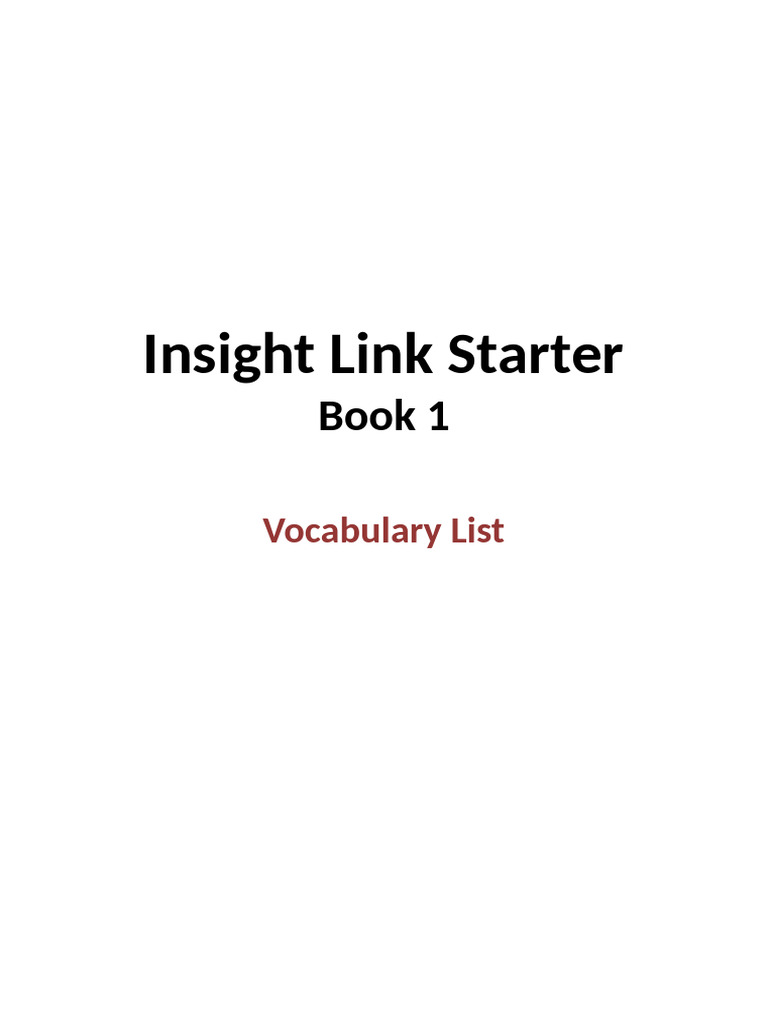 Insight Link Starter 1_Word Test_철자 쓰기 | PDF