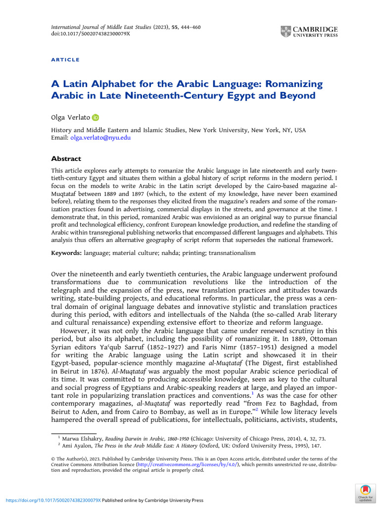 Verlato (2023) - A Latin Alphabet for the Arabic Language_Romanizing ...